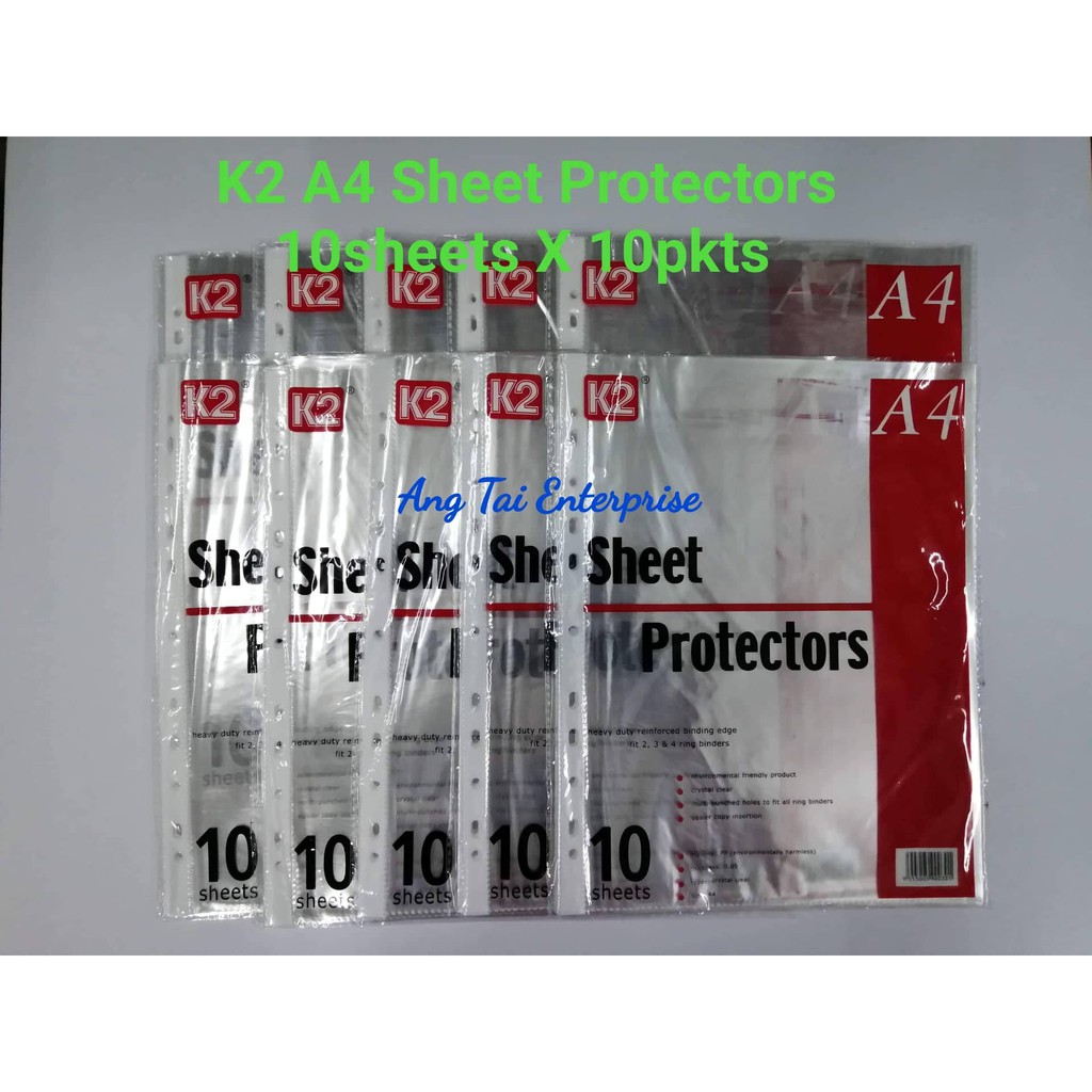 K2 Sheet Protectors A4 10 sheets/pack X 10packs(100 sheets) | Shopee ...