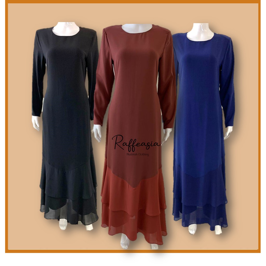Jubah Plain Modern Design Muslimah Material Fusan Mix Chiffon With ...