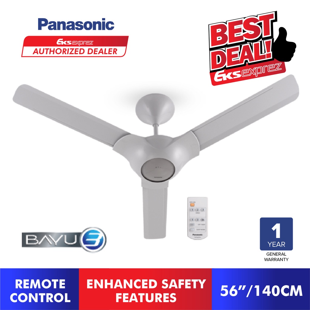 KDK / Panasonic 56''/140cm 3 Blades Ceiling Fan (Grey) with Remote ...