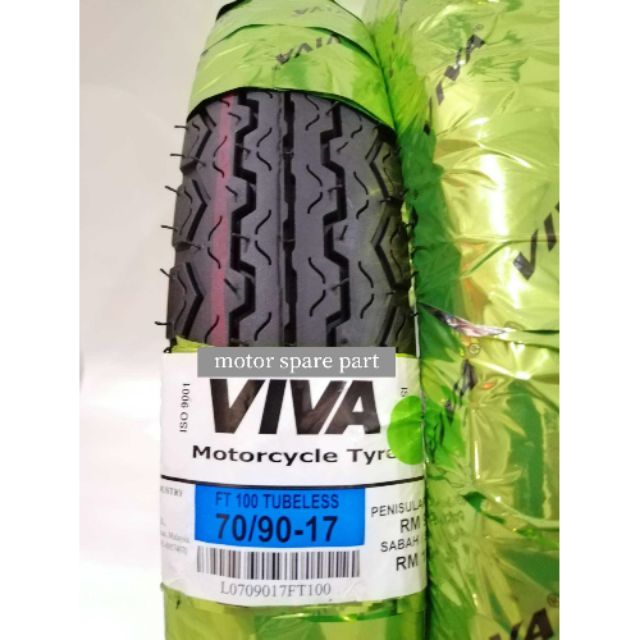 TAYAR 70/90-17 TUBELESS TYRE VIVA FT100 | Shopee Malaysia