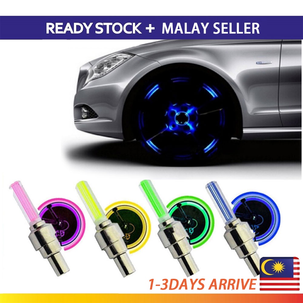 Bicycle Car Wheel Valve LED Neon Light Cool Style Night Glowing Tire ...