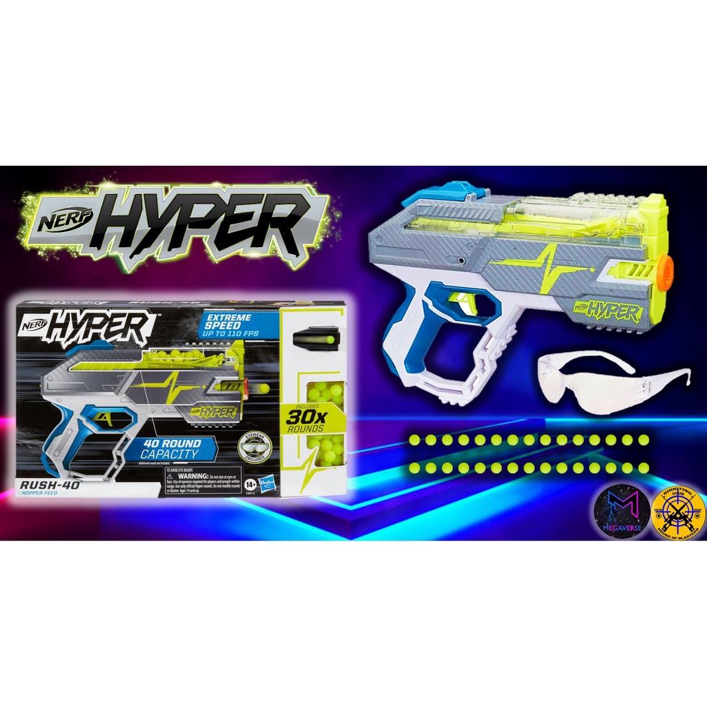 [PROMO] Nerf Hyper Rush-40 Pump-Action Blaster, Up to 110 FPS Velocity ...