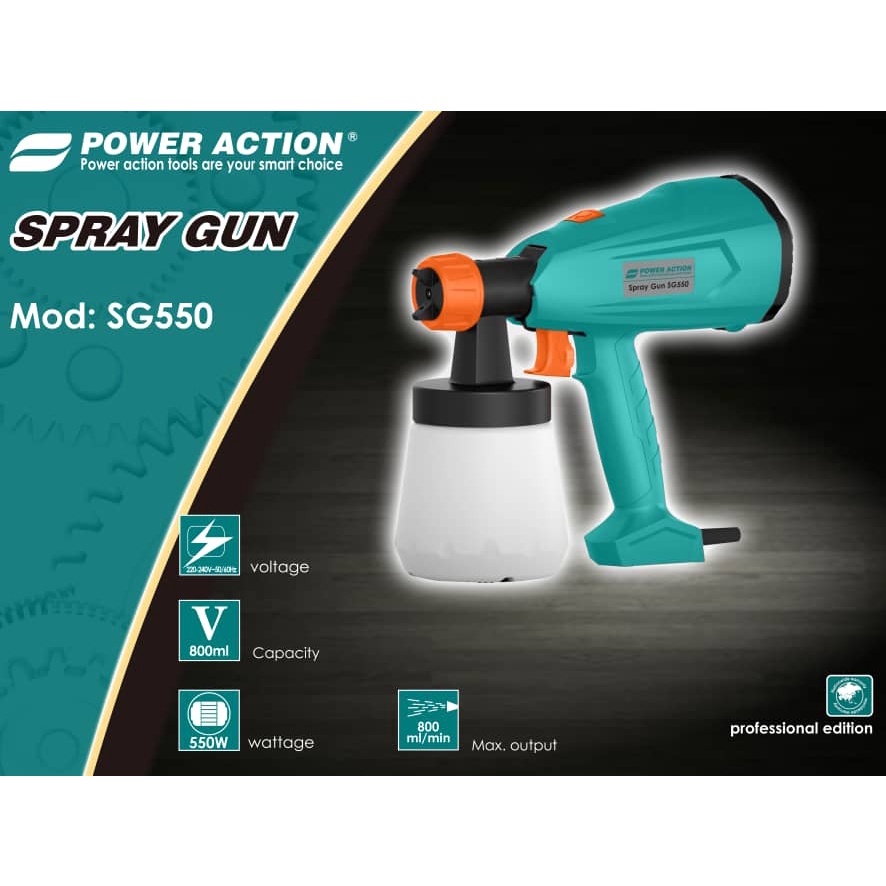SG550 POWER ACTION HEAVY DUTY ELECTRIC SPRAY GUN 550W 880ML WATER ...
