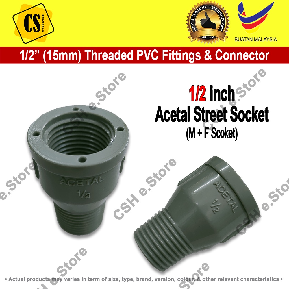 1/2 inch Acetal Elbow Socket Nipple Tee Male Female Threaded Wall Plate ...