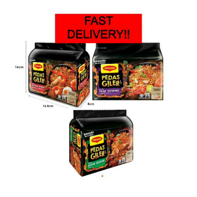 Maggi Pedas Giler Ayam Bakar/ Tom Yummz/ Cheezy Berapi (76g x 5pkts ...