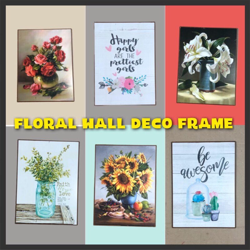 floral wall deco frame cute design/frame hiasan dinding ready stock ...