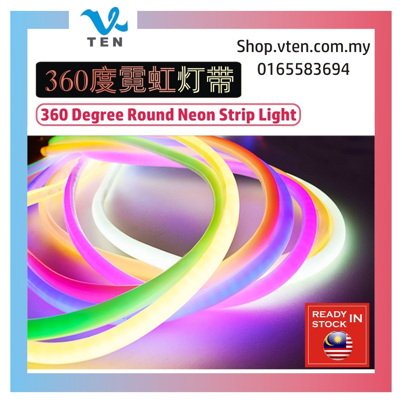 *240V 5M / 6M 360 Degree IP65 Round Soft Neon LED Strip Light Lampu Neon Hiasan Decor Outdoor ...