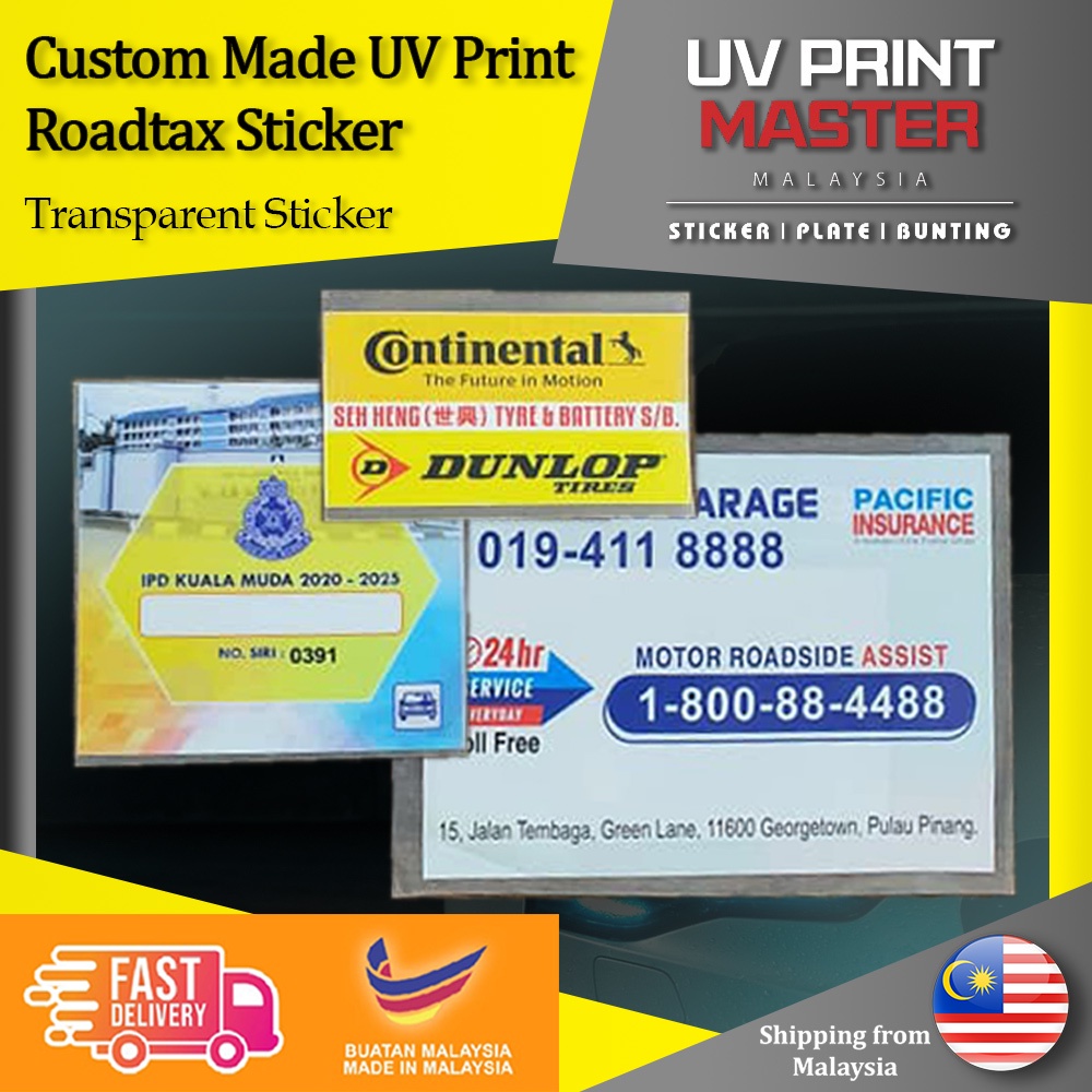 Custom Made UVPrint Roadtax Sticker/Transparent Sticker (Double side ...