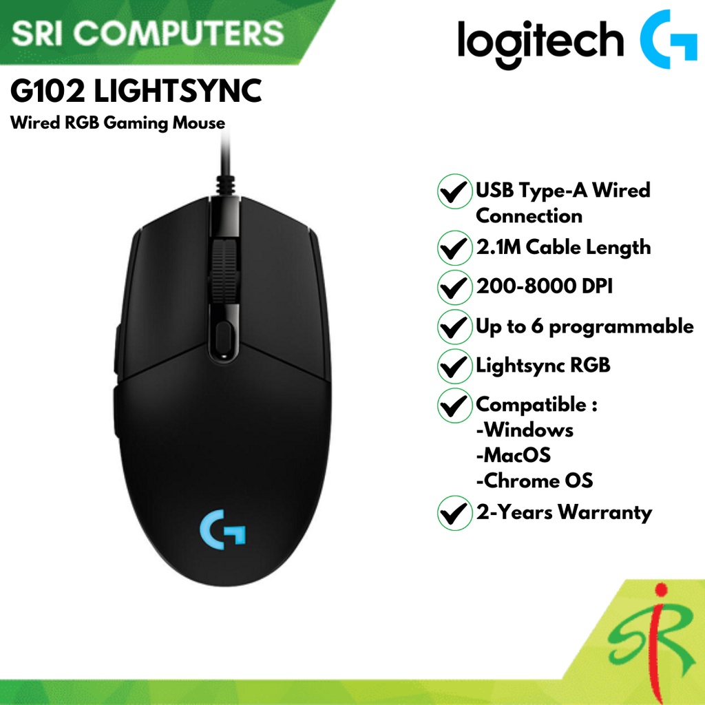 Logitech G102 Lightsync Wired Gaming Mouse | Shopee Malaysia