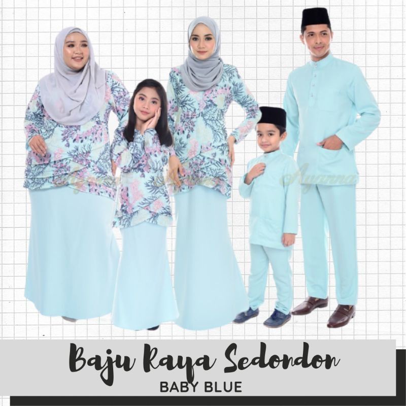 Baju Raya Sedondon Tema Baby Blue ( Set Family) | Shopee Malaysia