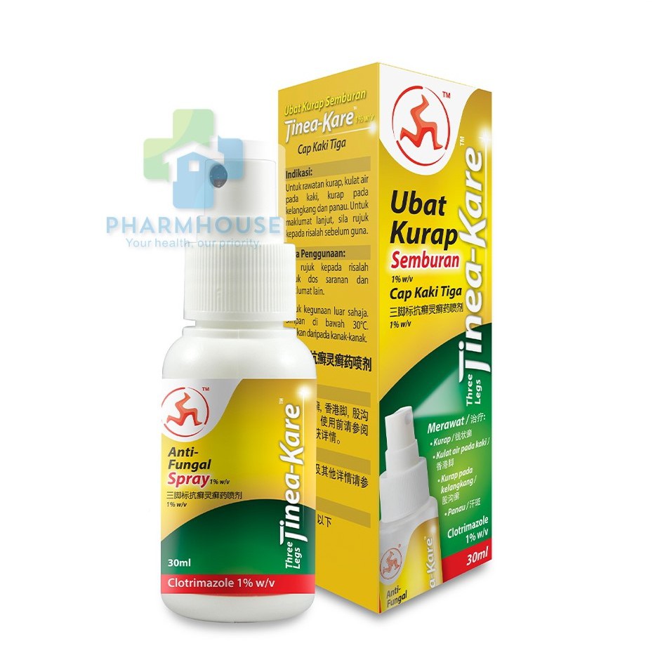 THREE LEGS TINEA-KARE ANTIFUNGAL SPRAY 30ML | Shopee Malaysia