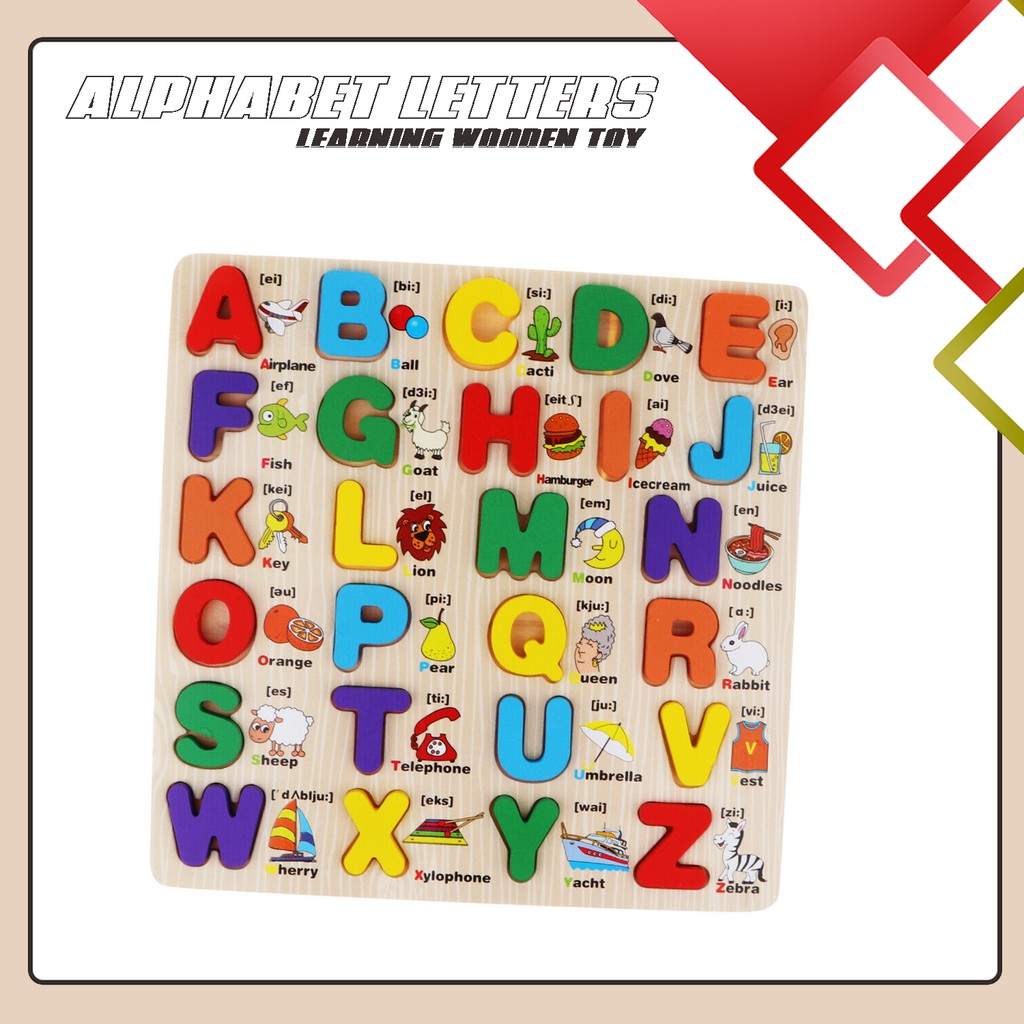 Kids Learning Capital Alphabet Letters Board Educational Wooden Toy ...