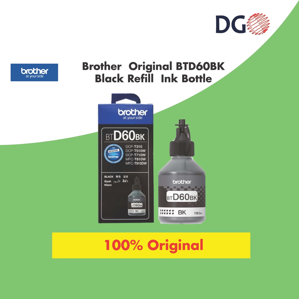 Brother Original BTD60BK Black Refill Ink Bottle DCP-T510W DCP-T310 DCP-T710W MFC-T910DW BT ...