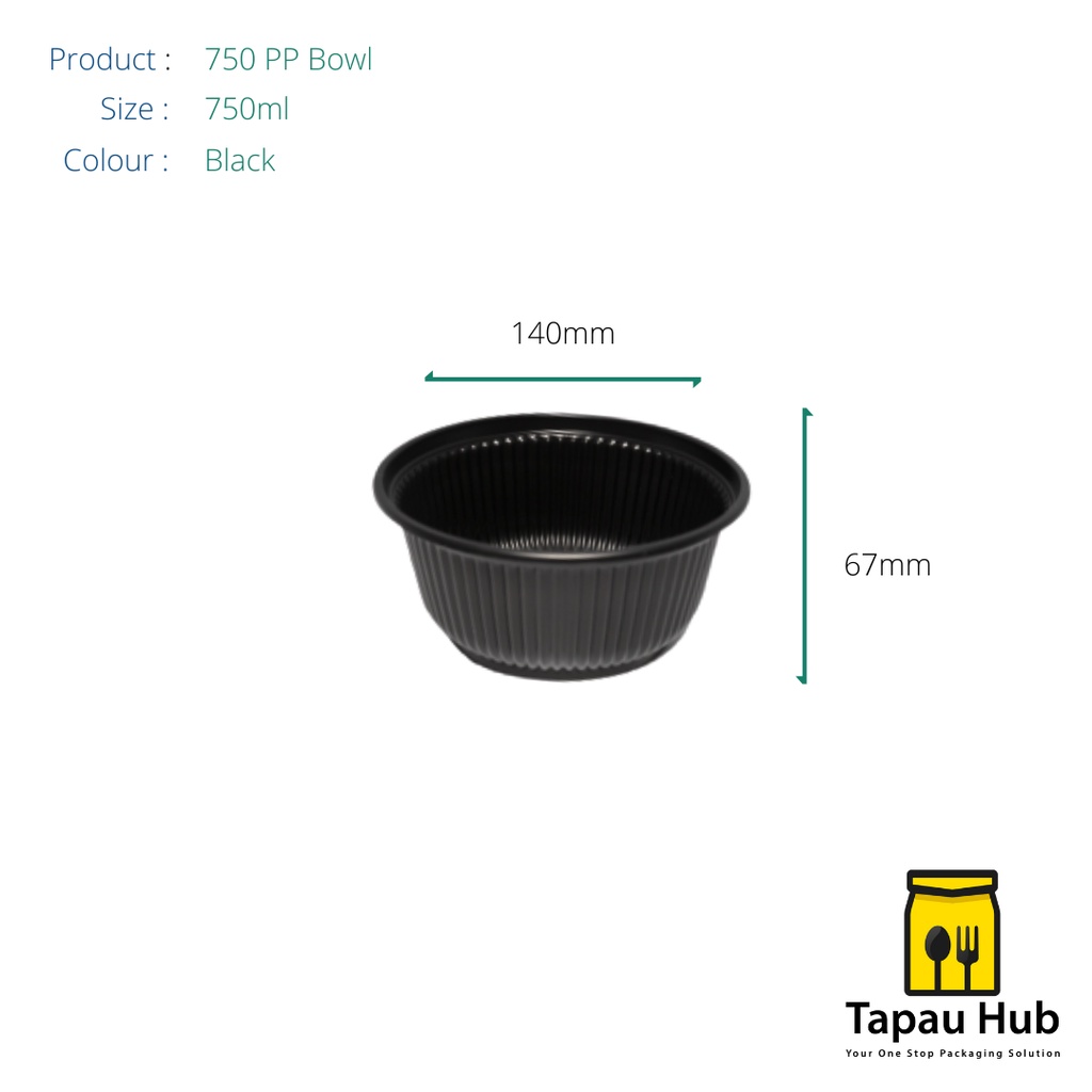 750 PP Bowl Plastik Mangkuk Curry Laksa Bowl (Black) ±50pcs | Shopee ...