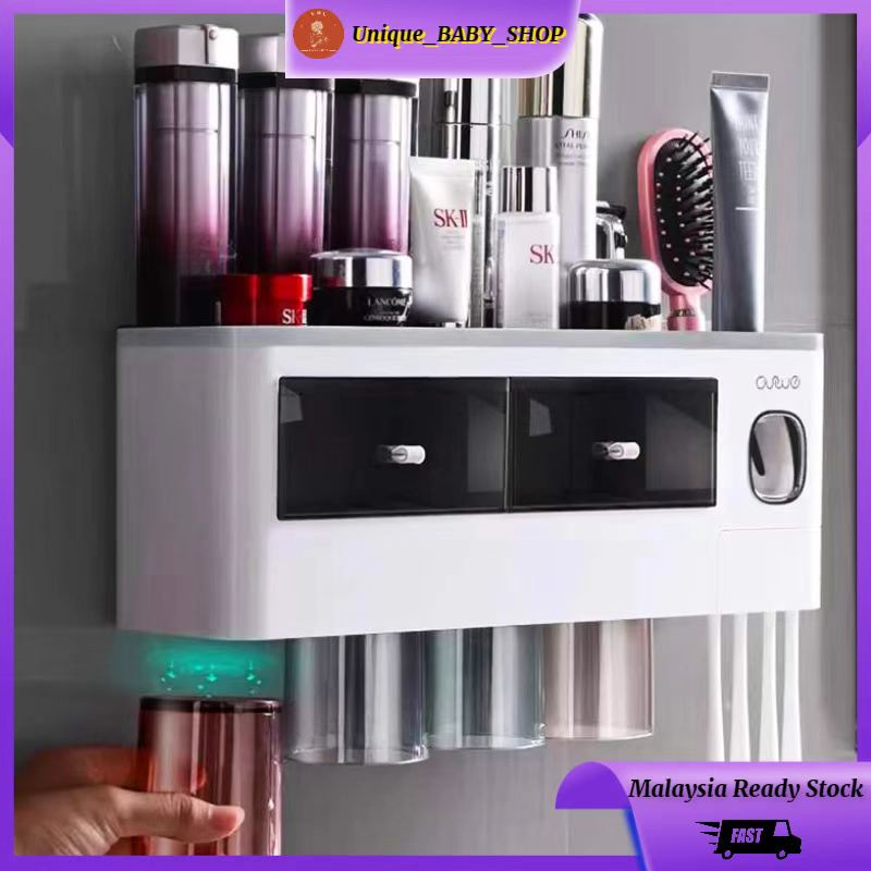 NEW Modern Wall Mounted Toothbrush Holder Toothpaste Dispenser Punch ...