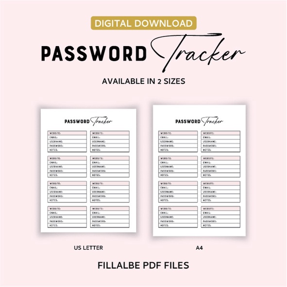 Password Book Tracker Fillable Digital Password Notebooks Printable ...
