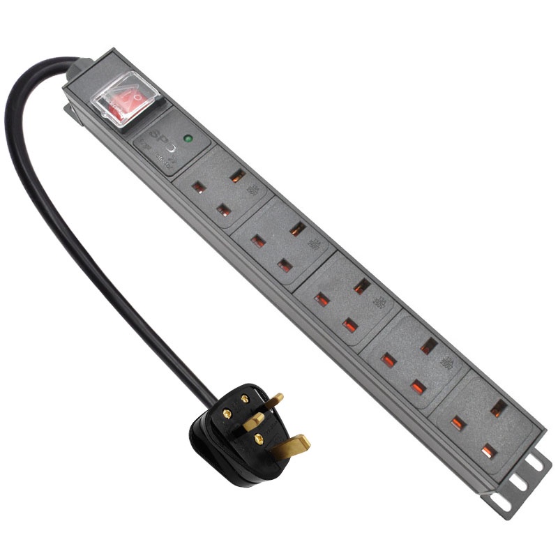 PDU Power Strip surge protection 2-17 Way UK 3 PIN PLUG Socket 13A overload protection (Extended ...