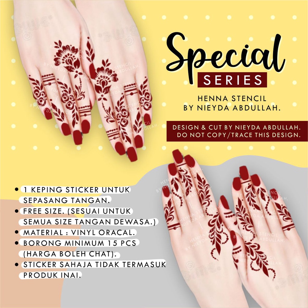 Sticker Inai Lukis Henna Stencil SPECIAL SERIES by Nieyda Abdullah ...
