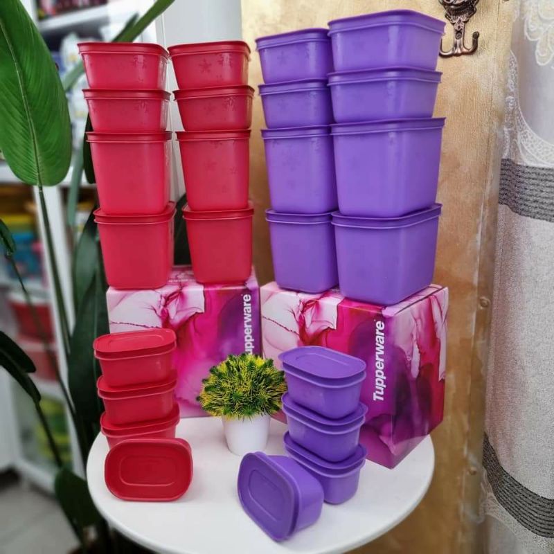 Original Tupperware Brands Chill Freeze Duo Set (Mix Purple dan Merah ...