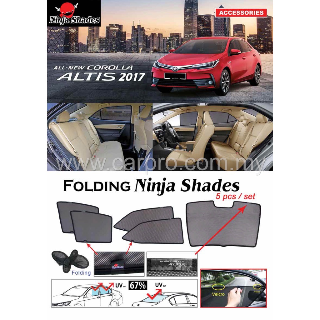Toyota Corolla Altis 2017 - 2020 Magnetic Ninja Shades Sunshade (5pcs ...