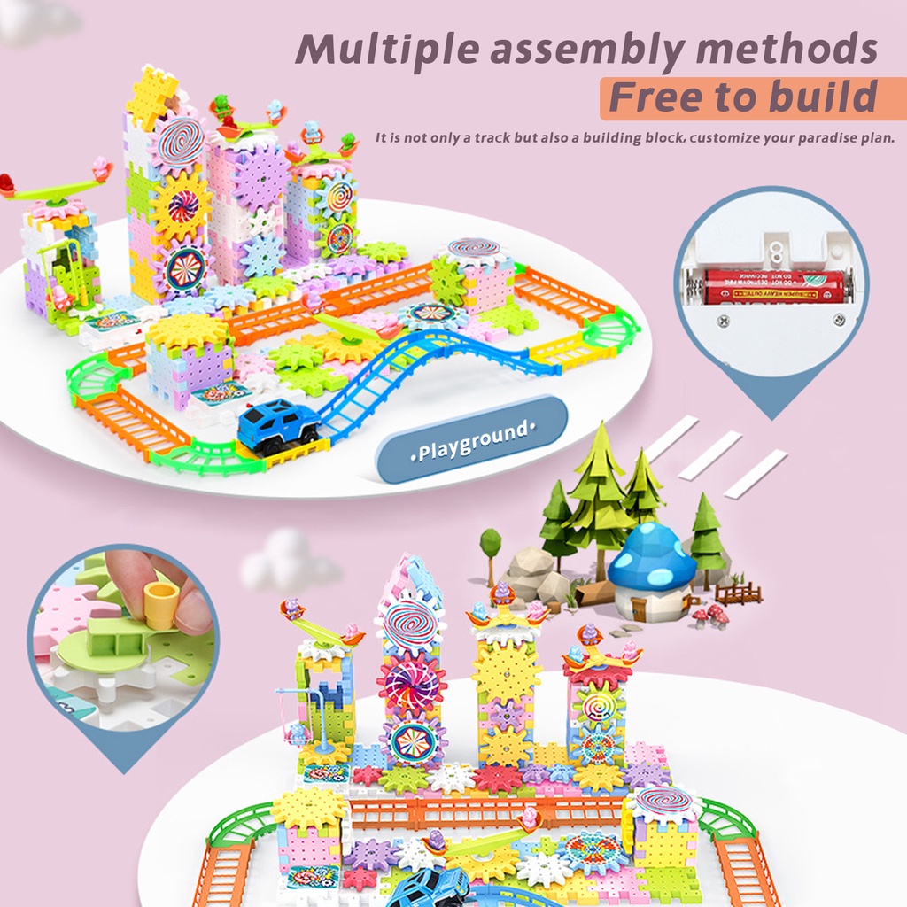 Gear Building Toy Set - Interlocking Learning Blocks - Motorized ...