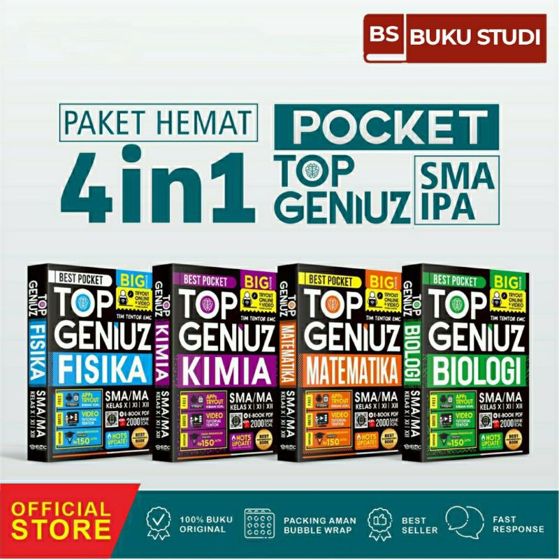 Top Geniuz Book High School / Ma Mathematics, Physics, Chemistry, Best Pocket Biology | Shopee ...