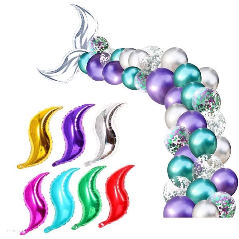 2PCS 18inch S Shape Mermaid Tail Balloon Wave Foil Balloons Birthday ...