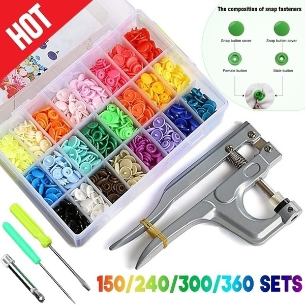 150/240/300/360 Sets15/24 Colors DIY Clothes T5 Plastic Fastener Snap ...