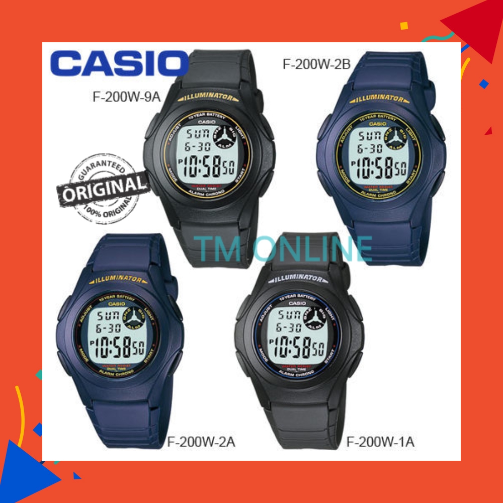 CASIO F-200W SERIES YOUTH/STUDENT DIGITAL WATCH (ORIGINAL + 1YR ...