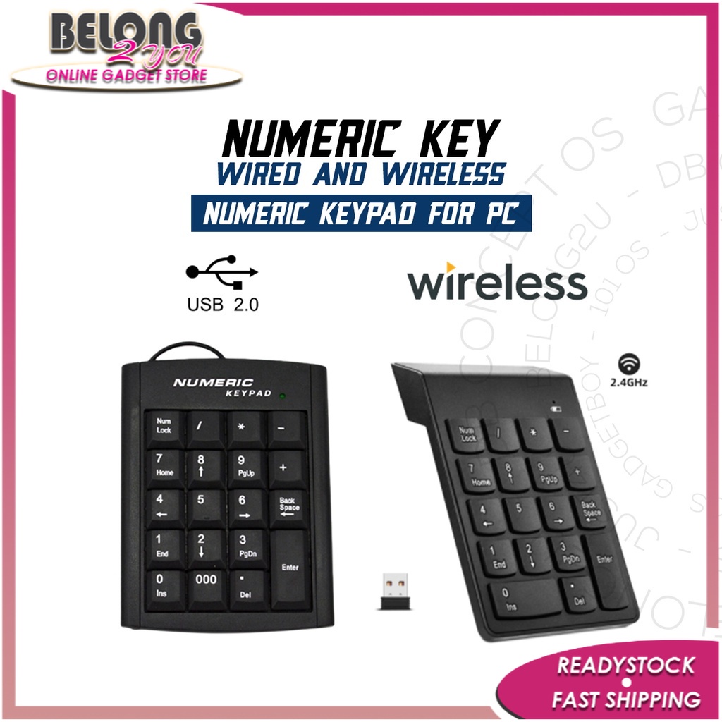WIRELESS NUMERIC KEYPAD 19/18KEYS PORTABLE NUMPAD KEYPAD WITH USB 2.4G ...