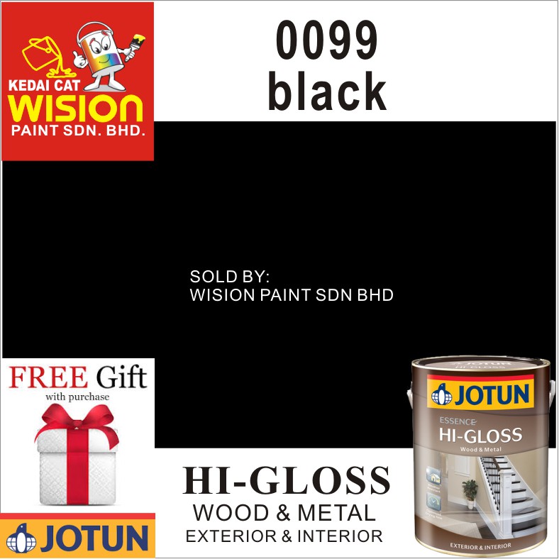 0099 BLACK (1L) JOTUN ESSENCE HI-GLOSS PAINT ( FREE BRUSH 1" ) | Shopee ...