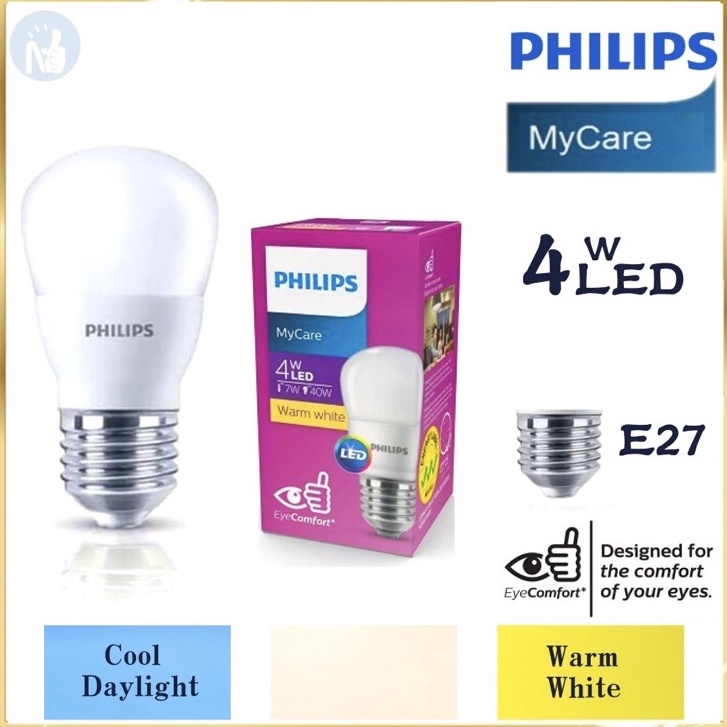 Philips 4W LED Bulb Mycare E27 ( Daylight 6500K / Warm White ) | Shopee ...
