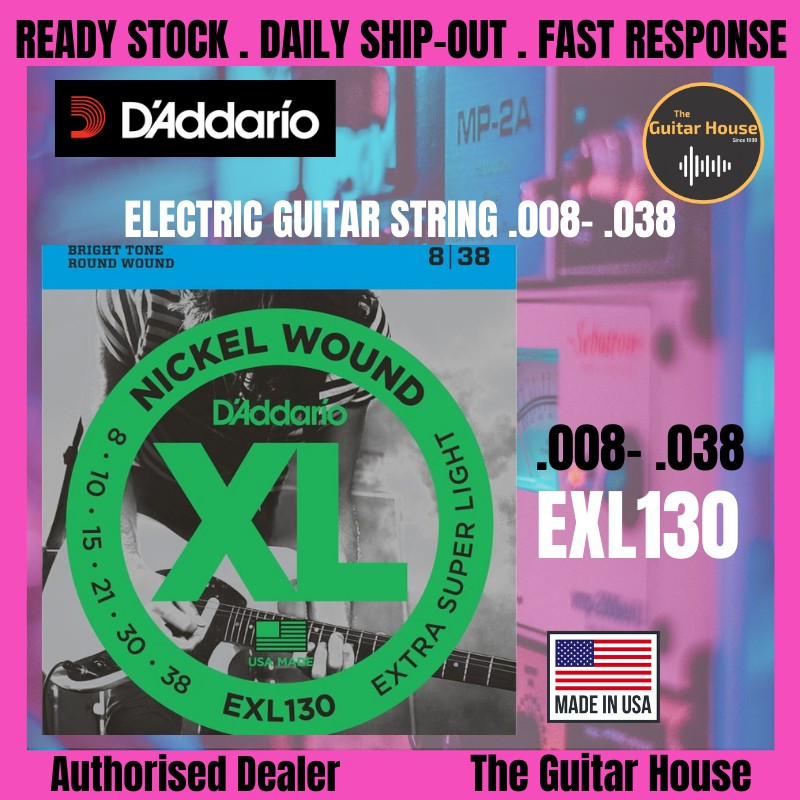 D'addario EXL130 Nickel Wound, Extra-Super Light, 08-38 (D'Addario ...