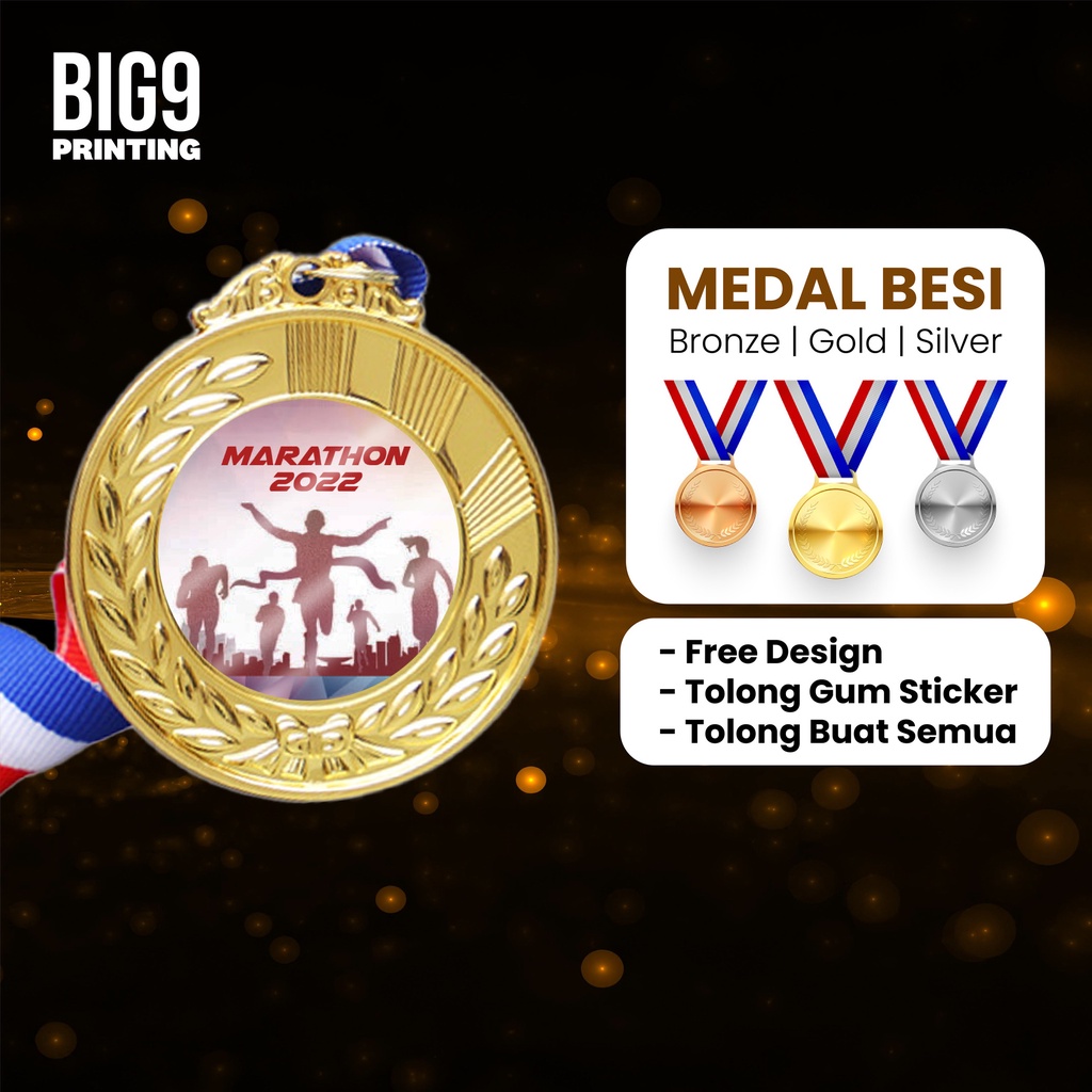 Free Design METAL Medal Both Side Sticker Medal Besi with Ribbon Alloy ...
