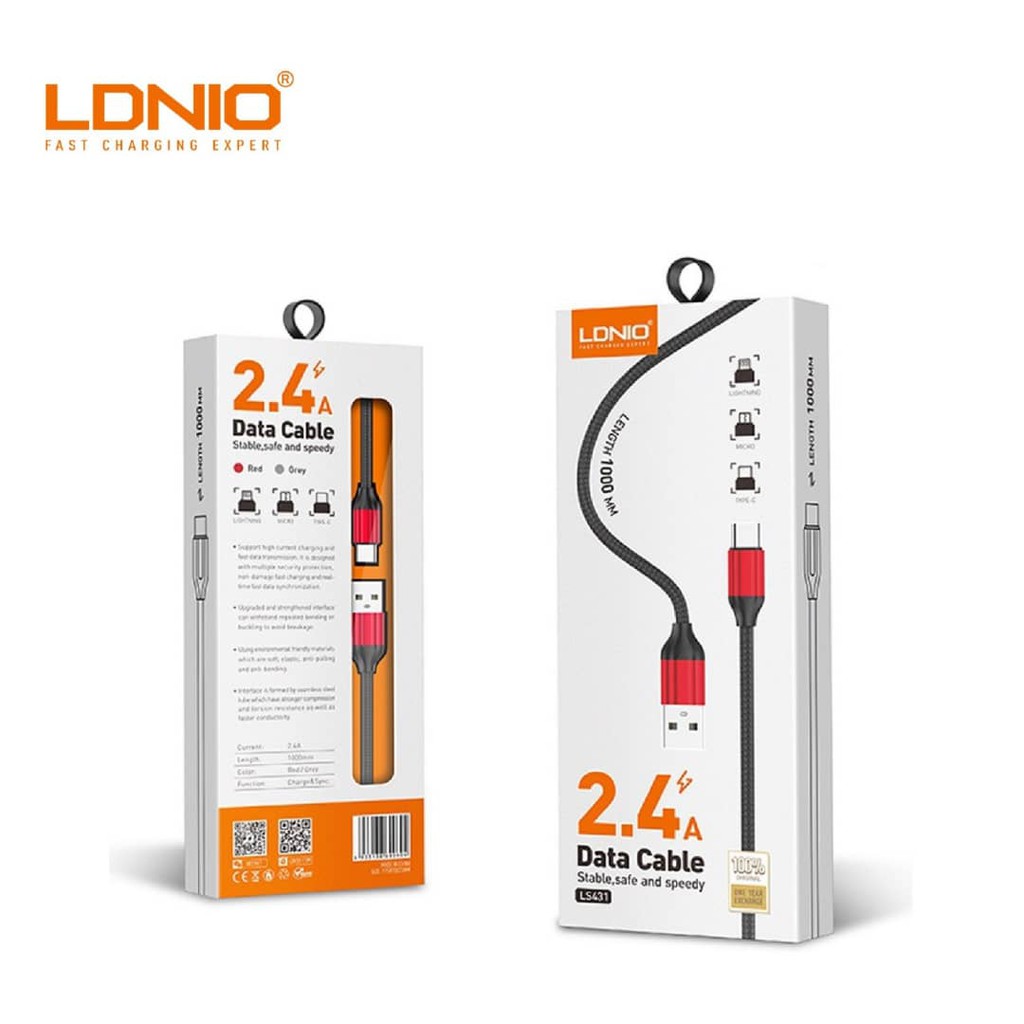 LDNIO LS431 1 METER DATA CABLE CHARGE AND SYNC | Shopee Malaysia