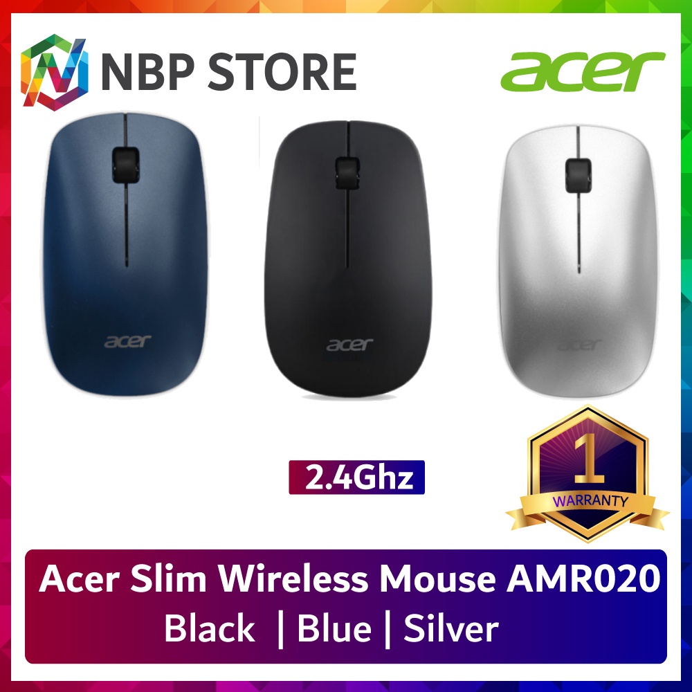Acer Thin N Light Wireless USB Optical Mouse AMR020 ( Black , Silver ...