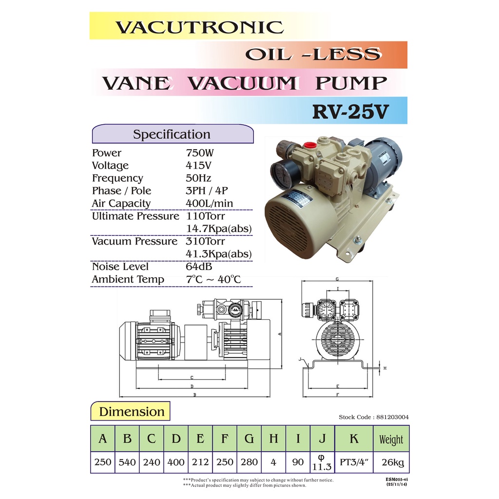 (Ready Stock )Vacutronic Oil-Less Vane Vacuum Pump RV25V RV40V Taiwan ...
