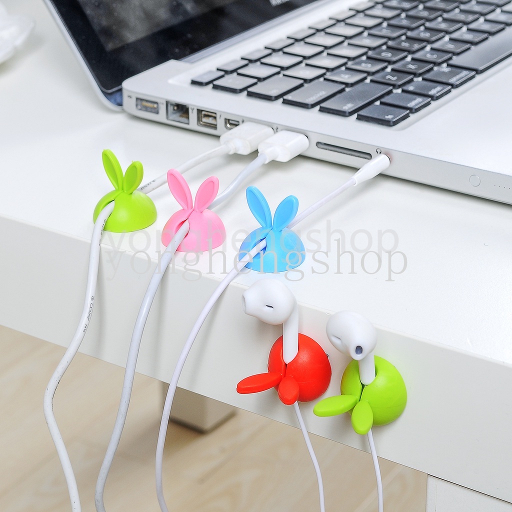 4pcs/set Cute Bunny Ear Cable Holder Winder Charger Wire Cord Data ...