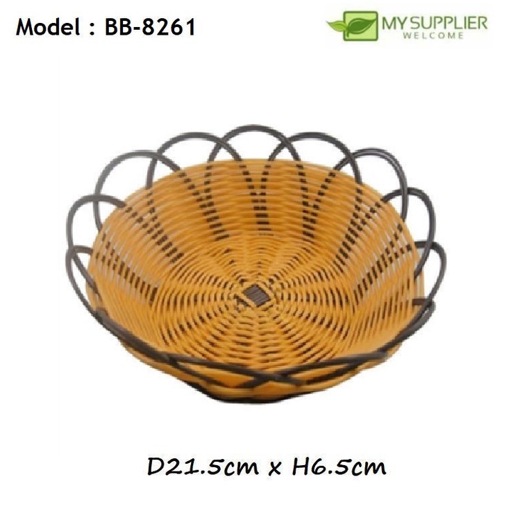 Handmade Round Plastic Fruit Basket/Bakul Bulat Plastik D21.5cm x H6 ...