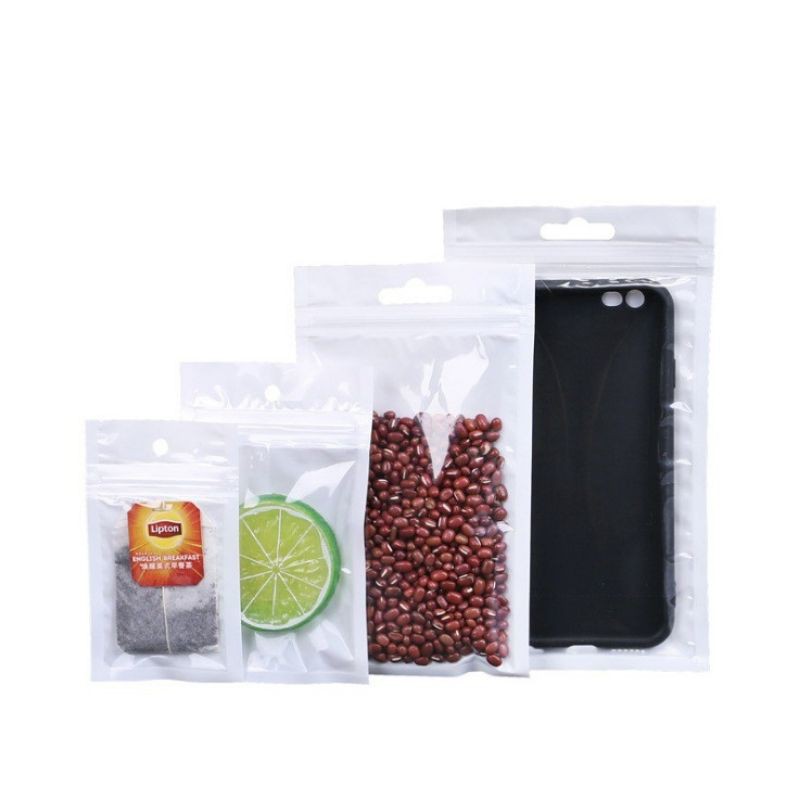 100pcs Clear White Zip Plastic Self Seal Reseal Zip Bag Handphone ...