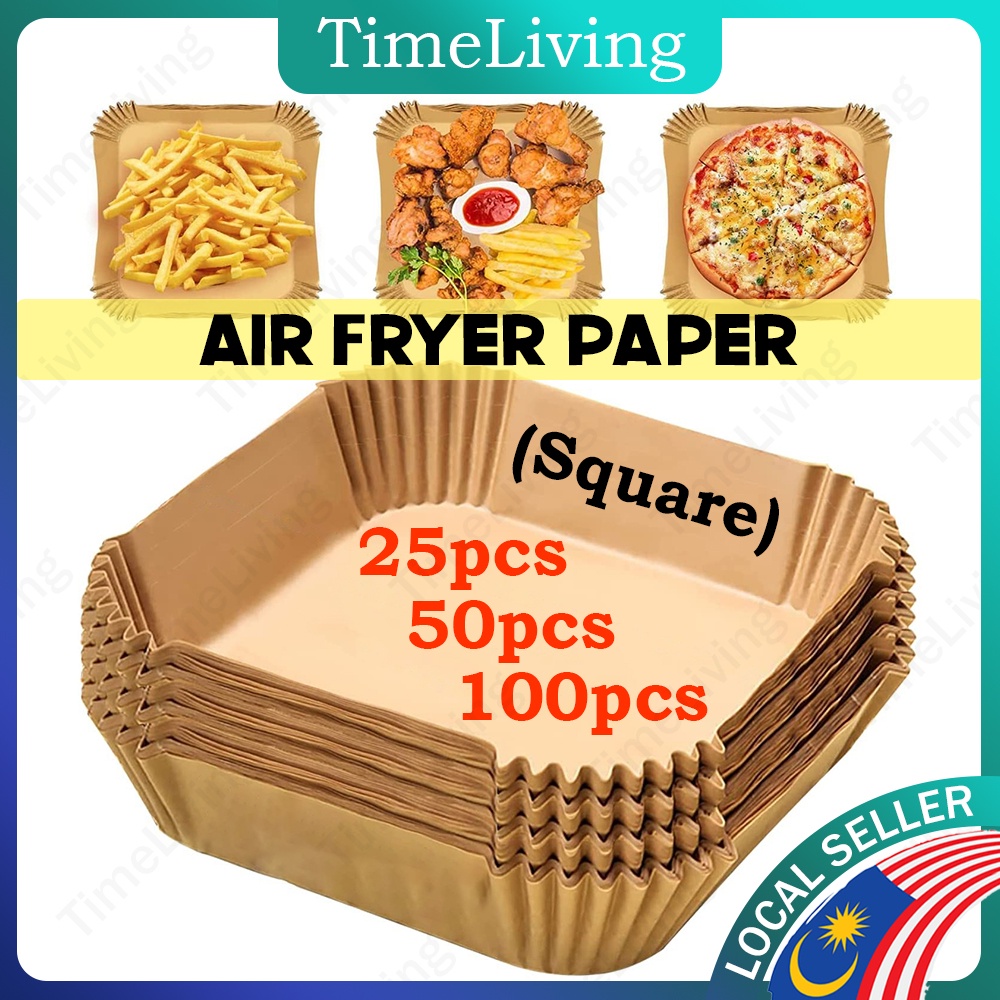 100 50pc 24cm 20cm Square Air Fryer Disposable Baking Papers Non-Stick ...