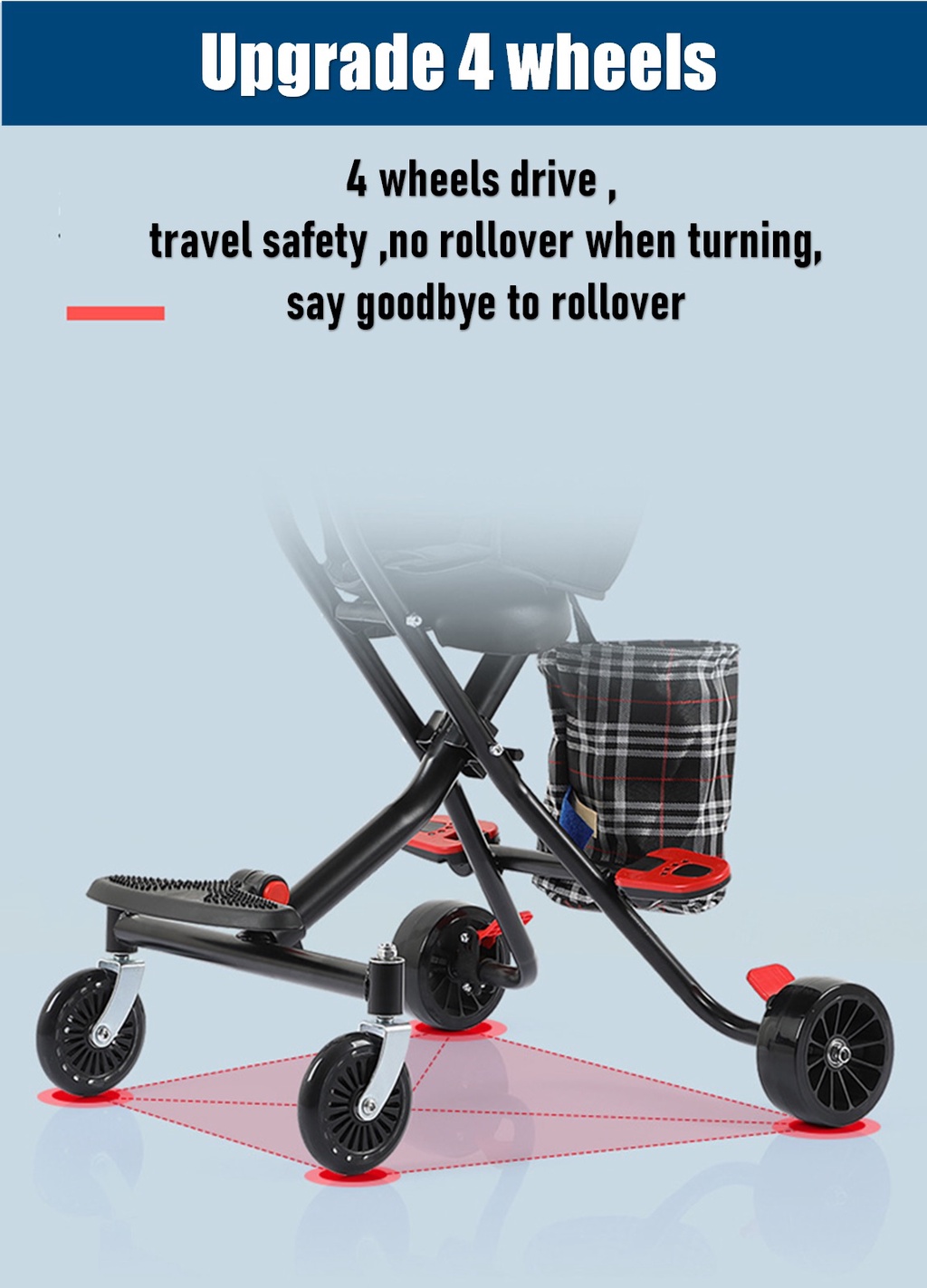 Foldable Child Trolley Stroller Magic Stroller With Basket Seat Cushion ...