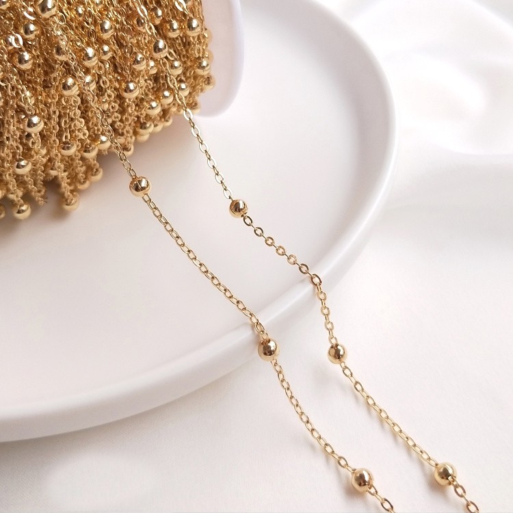High-end European Style 18K Gold 1.2MM Round Bead Necklace For Necklace ...