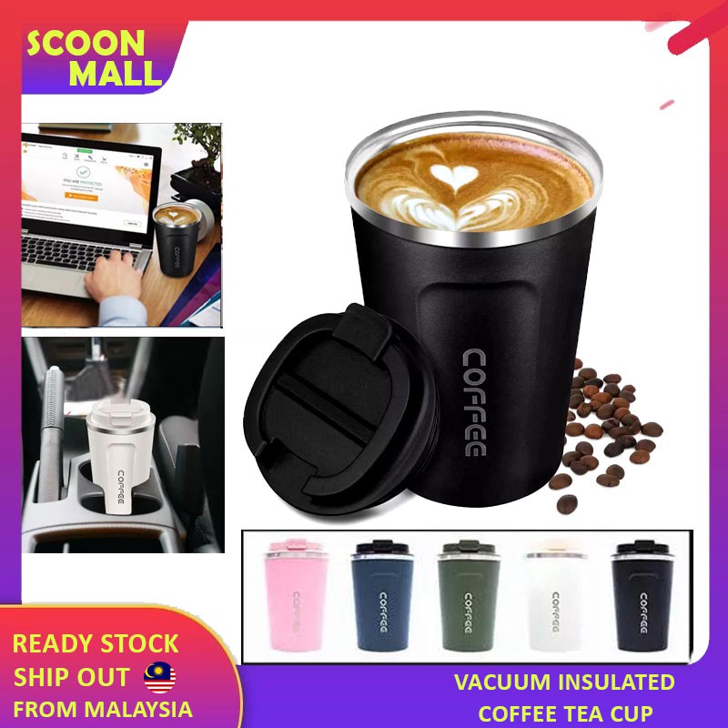 🔥Ready Stock🔥 Hot Cold Coffee Cup Stainless Steel 380ml Tea Coffee Mug ...