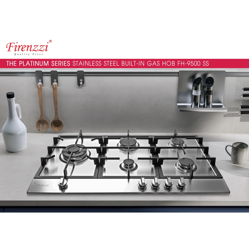 Firenzzi Italian Designer 5 burners Stainless Steel Built-in Gas Hob ...