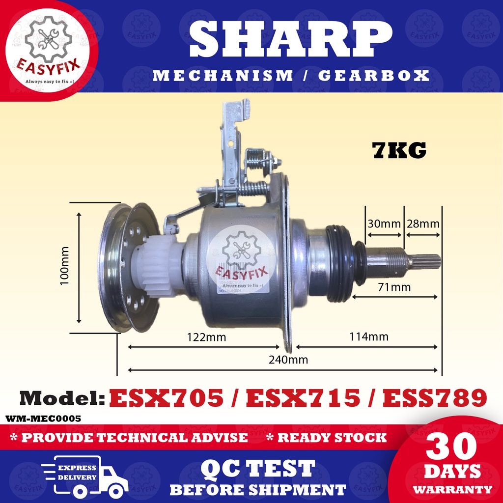 ESX705 / ESX715 / ESS789 SHARP WASHING MACHINE MECHANISM (GEARBOX ...