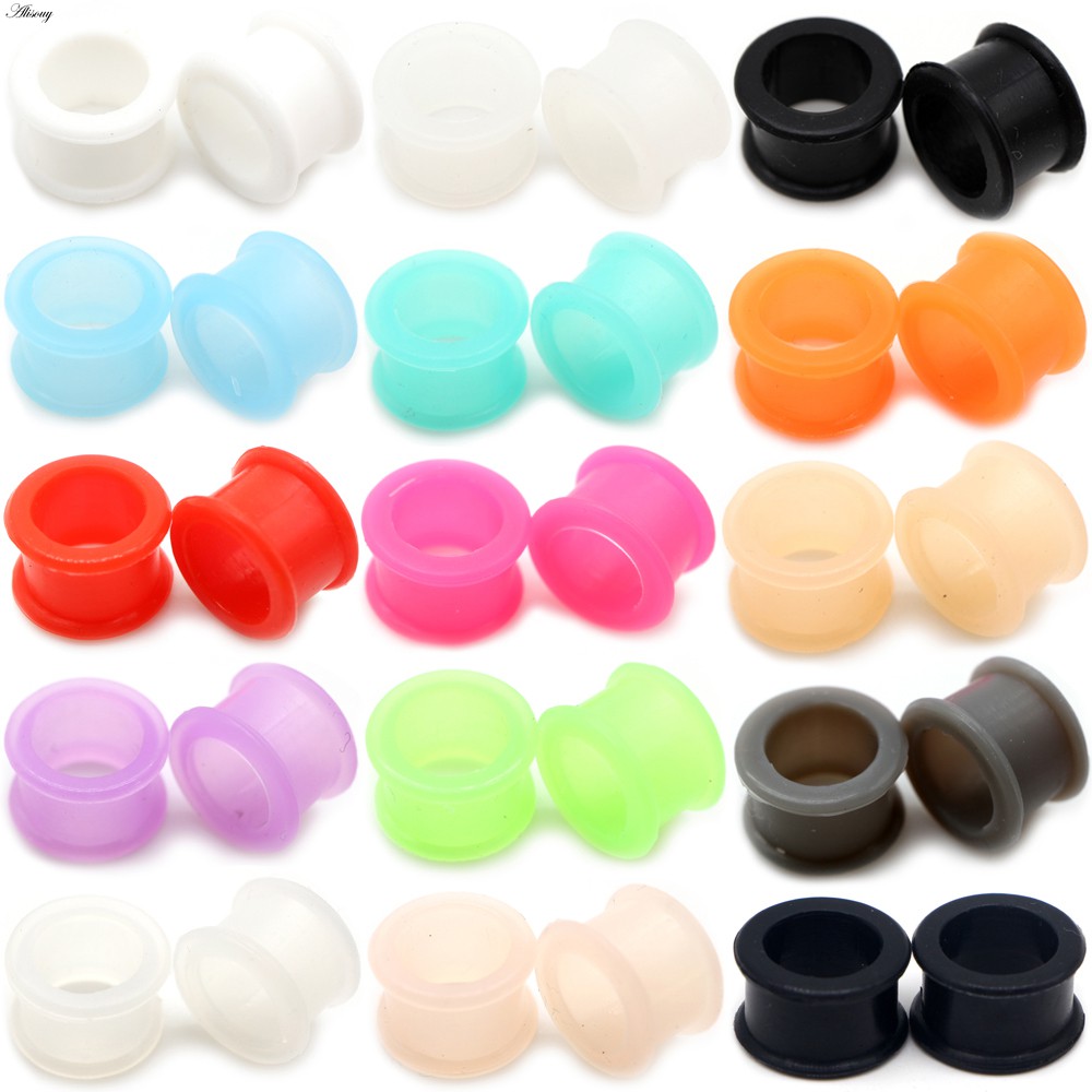 Alisouy 2 PCS Silicone Flexible Thin Double Flared Ear Plugs Flesh ...