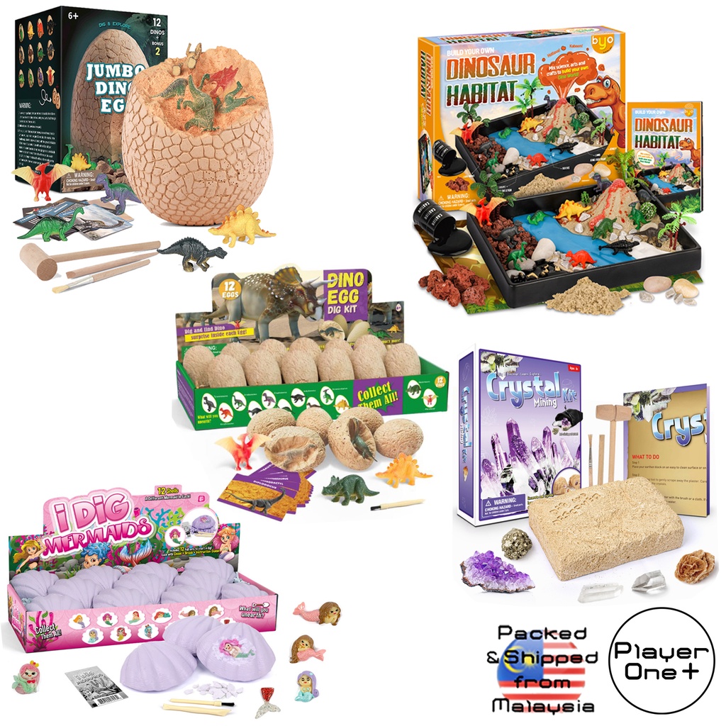 Kids DIY Excavation Treasure Educational Toy Set Crystal Gemstone ...