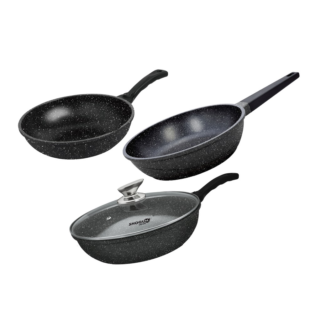 Shogun Senjo Marble Tempura Wok (IH) (20cm) + Deep Marble Frypan (IH ...