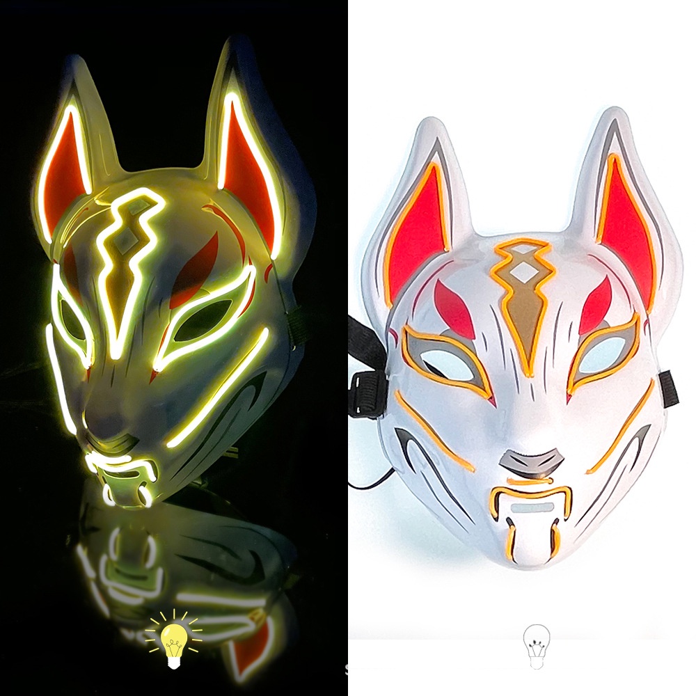 Fox Mask Light Up Drift Masks Wolf LED Colour Cosplay Glowing ...